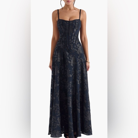 House of CB | Dresses | House Of Cb Midnight Blue Floral Maxi Dress ...